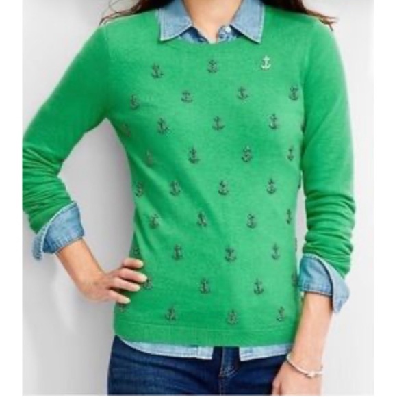 Talbots | Sweaters | Talbots Petites Rhinestone Embellished Anchor ...